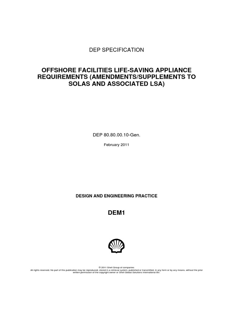 Offshore Facilities Life-Saving Appliance Requirements (Amendments ...