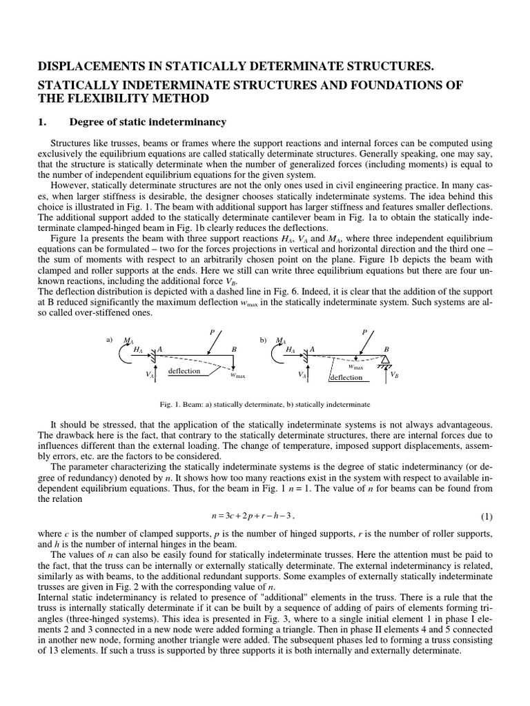 Displacements in Statically Determinate Structures. Statically ...