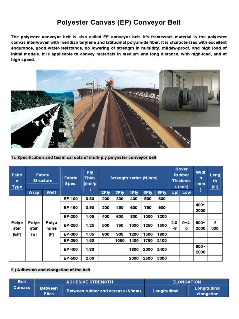 Polyester Canvas (EP) Conveyor Belt | PDF | Materials | Textiles