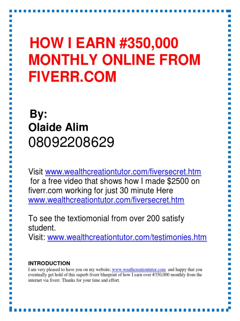 How I Earn #350000 Monthly Online From Fiverr (PDFDrive) | PDF