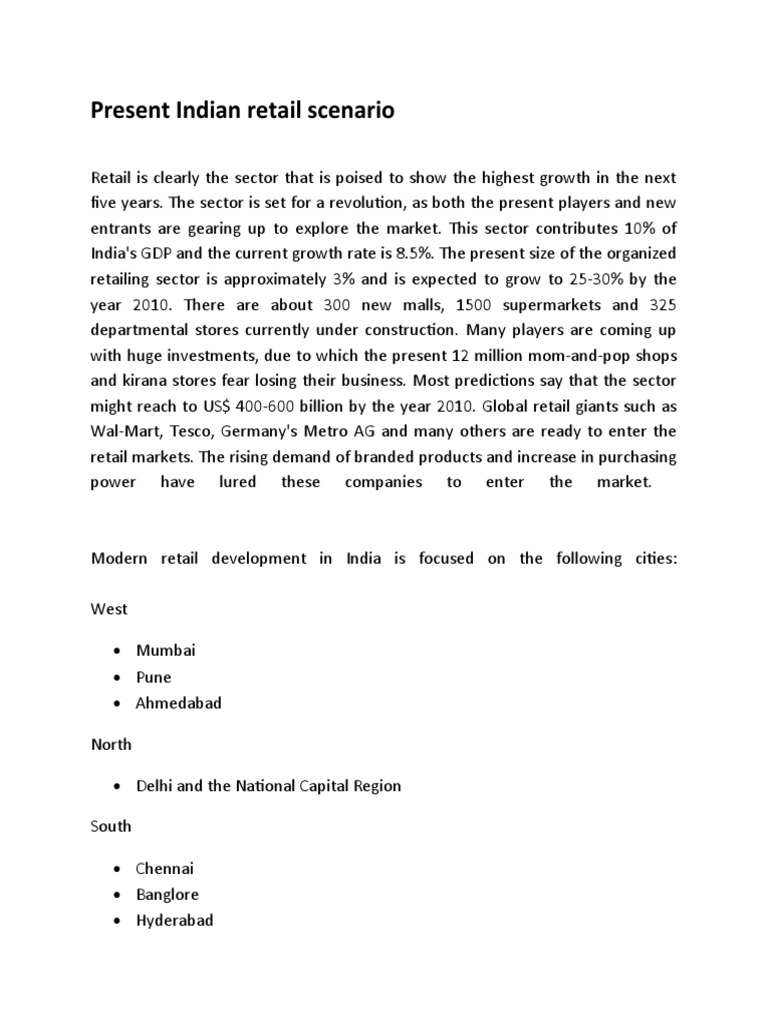 Present Indian Retail Scenario | PDF | Retail | Supermarket