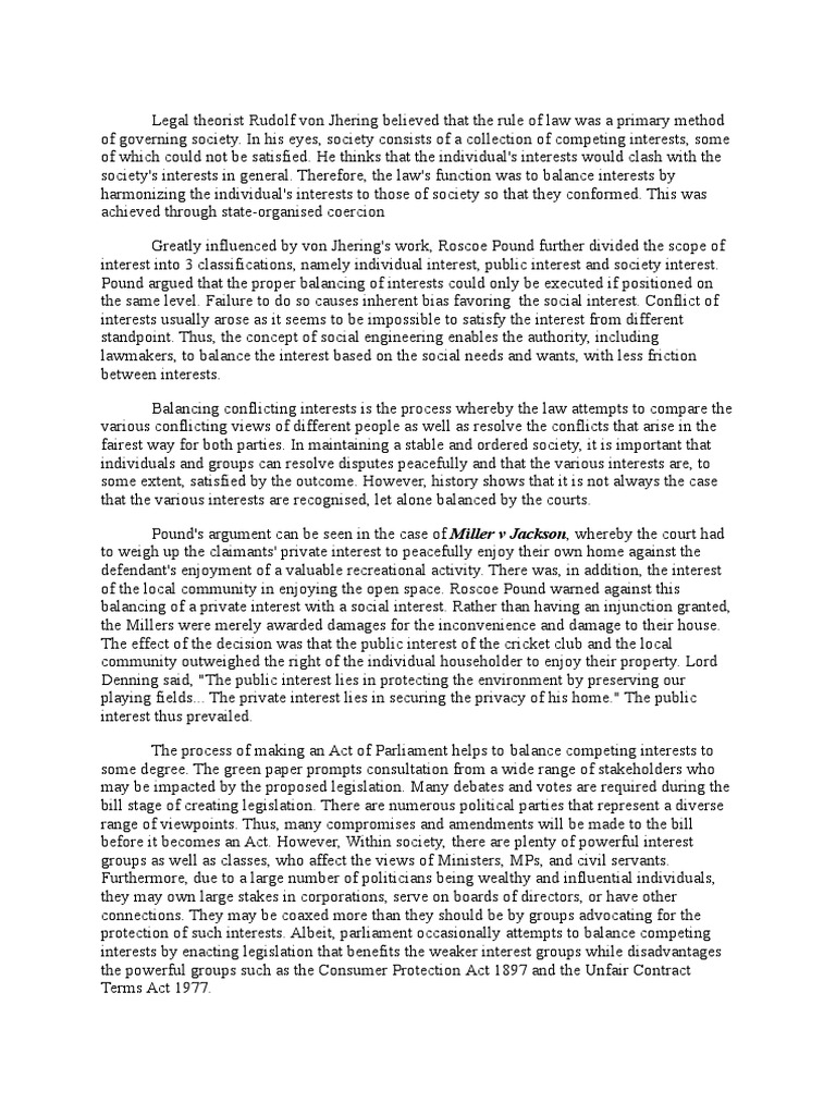 Balance of Conflicting Interests | PDF | Bill (Law) | Jurisprudence