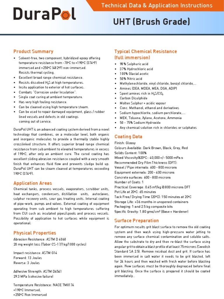 DuraPol UHT Coating Technical Guide | PDF | Heat Exchanger | Pipe ...