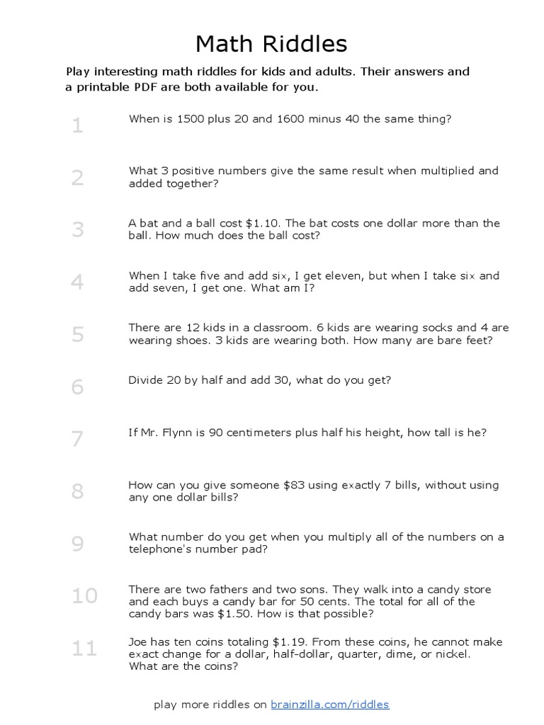 Math Riddles | PDF