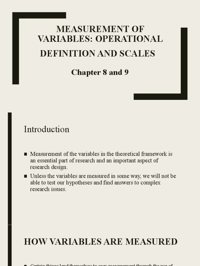 Operational Definitions Ans Scales (Chapter 8 9) | PDF | Level Of ...