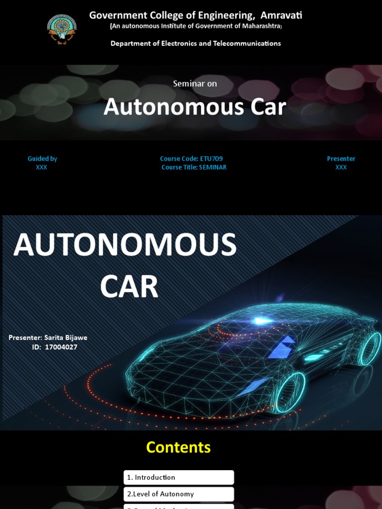 Autonomous Car: Government College of Engineering, Amravati | PDF ...
