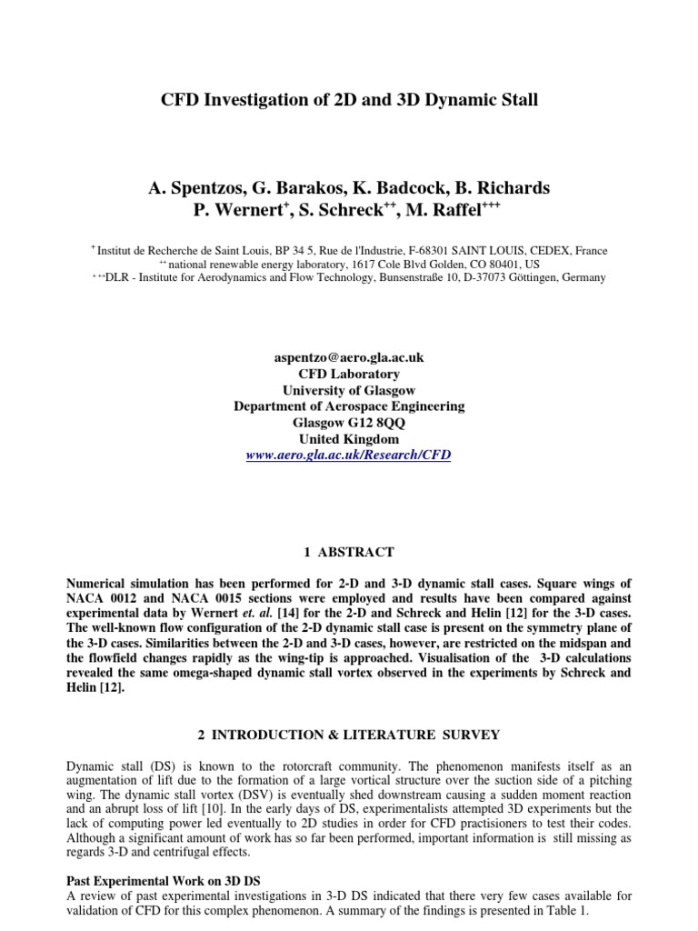 CFD Investigation of 2D and 3D Dynamic Stall | PDF | Computational Fluid Dynamics | Stall (Fluid ...