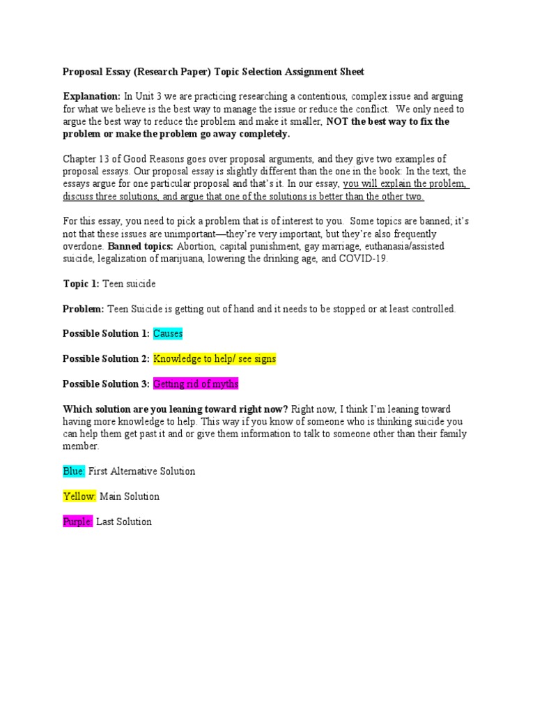 Proposal Essay Topic Proposal | PDF