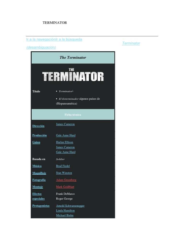Terminator Descargar Gratis Pdf Cine Science