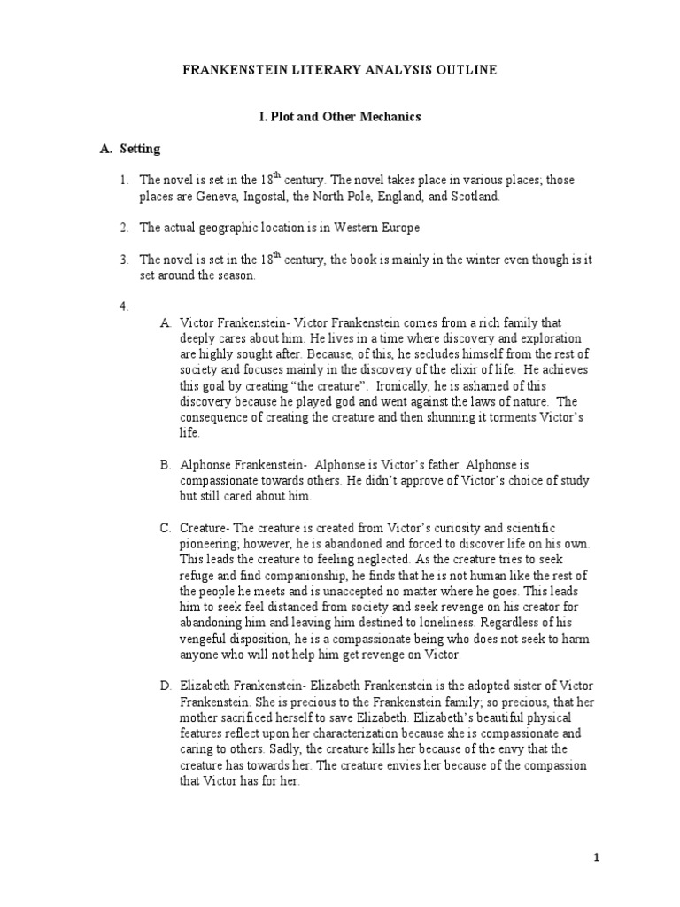 Frankenstein Literary Analysis Outline | PDF | Frankenstein | Mary Shelley