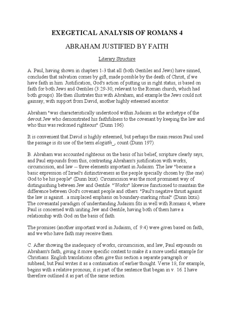 Exegetical Analysis of Romans 4 | PDF | Justification (Theology) | Sola ...