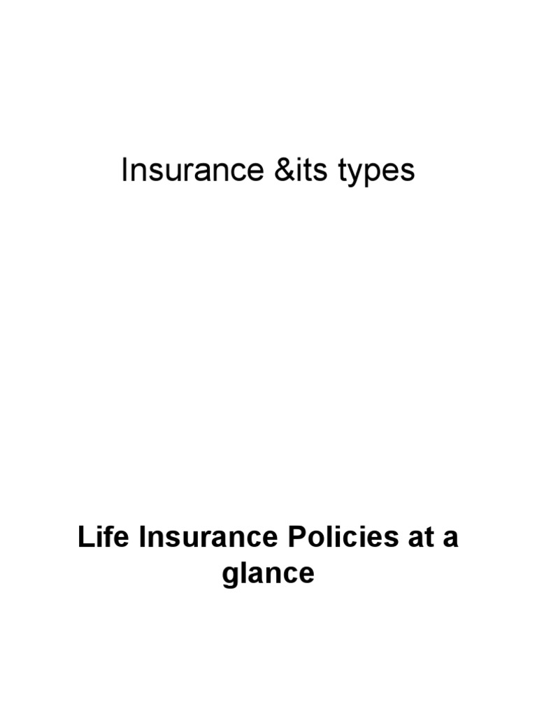 Insurance &its Types | PDF | Life Insurance | Insurance
