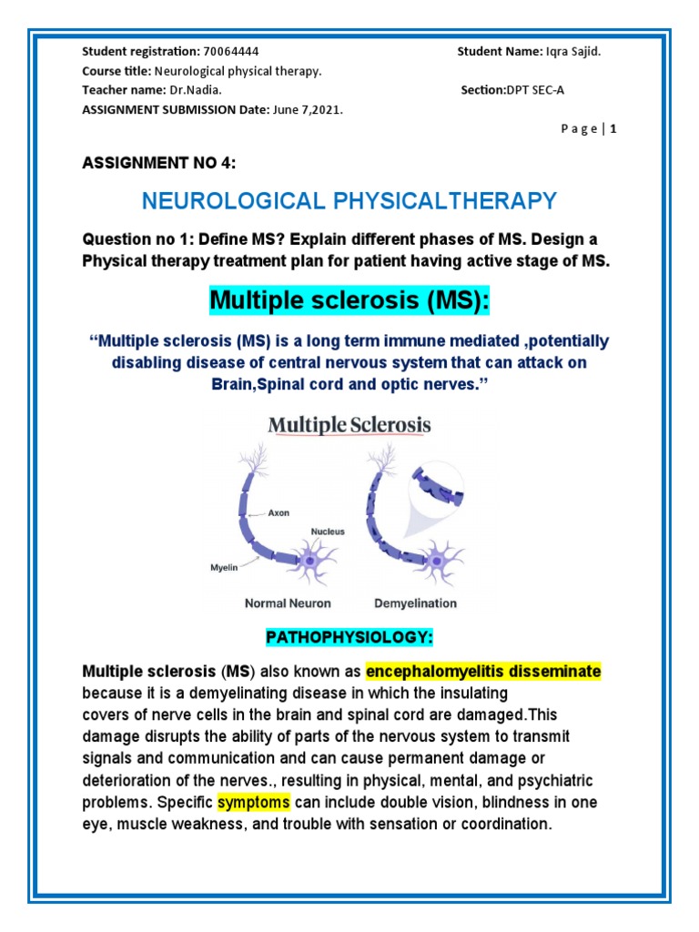 MS Physical Therapy Treatment Plan | PDF | Multiple Sclerosis ...