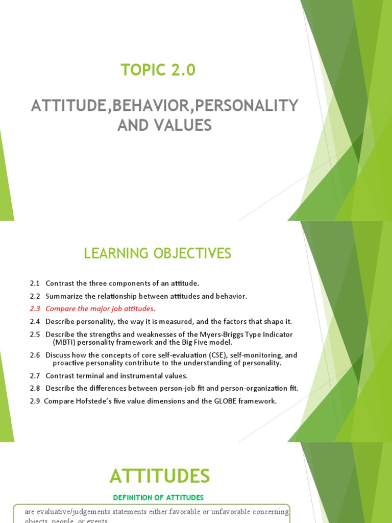 Topic 2 Attitude, Behavior, Personality and Values | PDF | Attitude ...