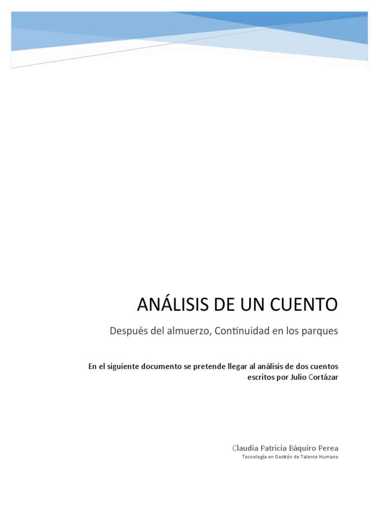 Análisis de Cuento Continuidad de Los Parques | PDF | Cuentos | Novelas