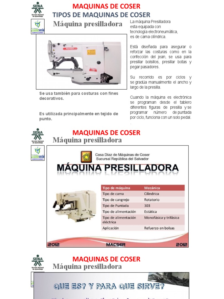 Máquina Presilladora: Guía Completa | PDF | Máquina de coser | Máquinas