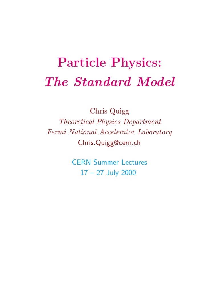 Particle Physics The Standard Model | PDF | Neutrino | Particle Physics