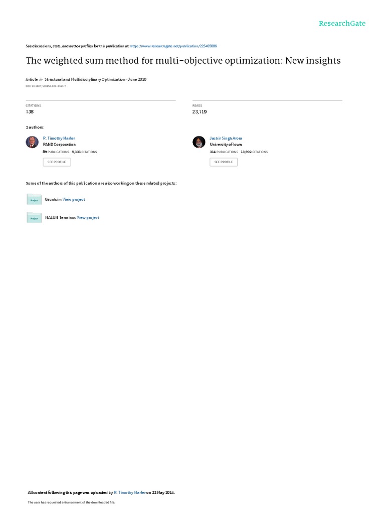 The Weighted Sum Method For Multi-Objective Optimi | PDF | Mathematical ...