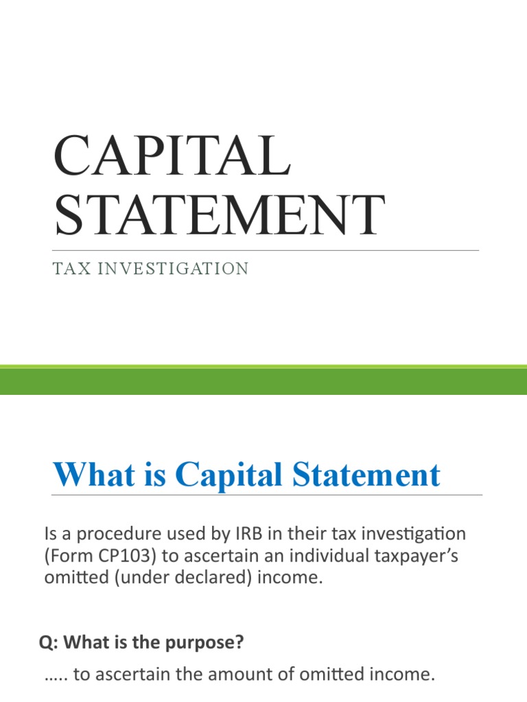 Capital Statement: Tax Investigation | PDF | Income | Banks