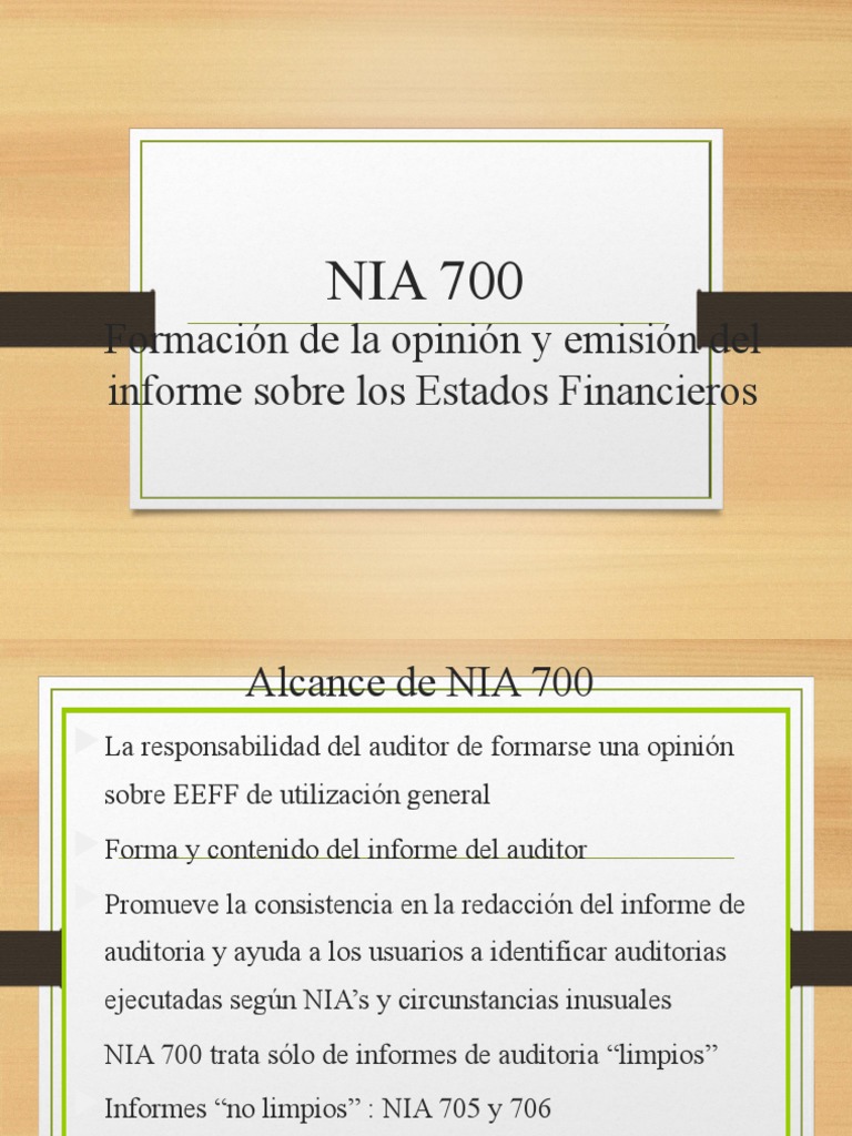 Informe de Auditoria Nia 700 Unidad V | PDF | Auditoría | Contralor