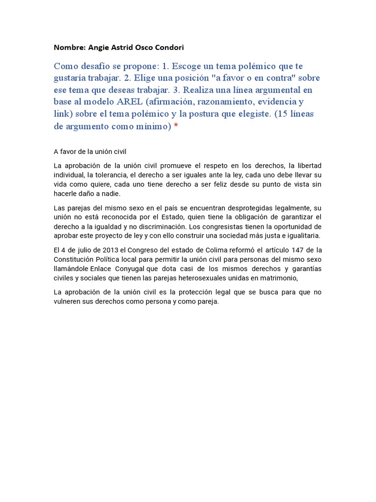 A Favor de La Union Civil | PDF | Ciencias sociales