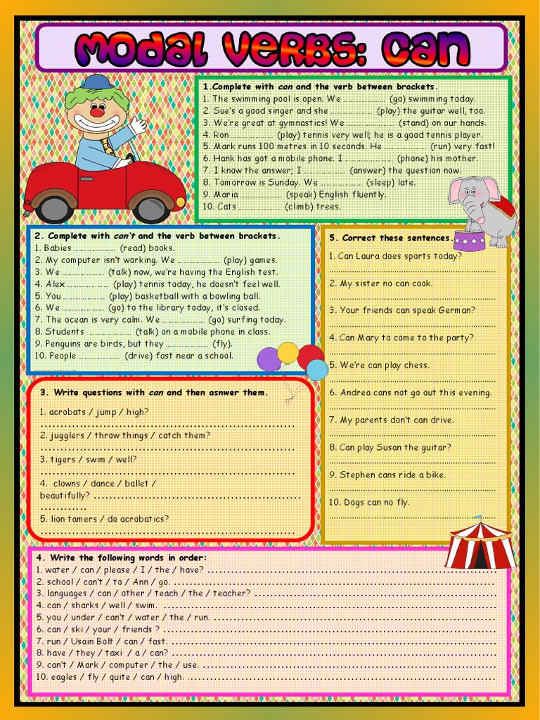 Practice Worksheet-Modal Verb CAN | PDF | Linguistics