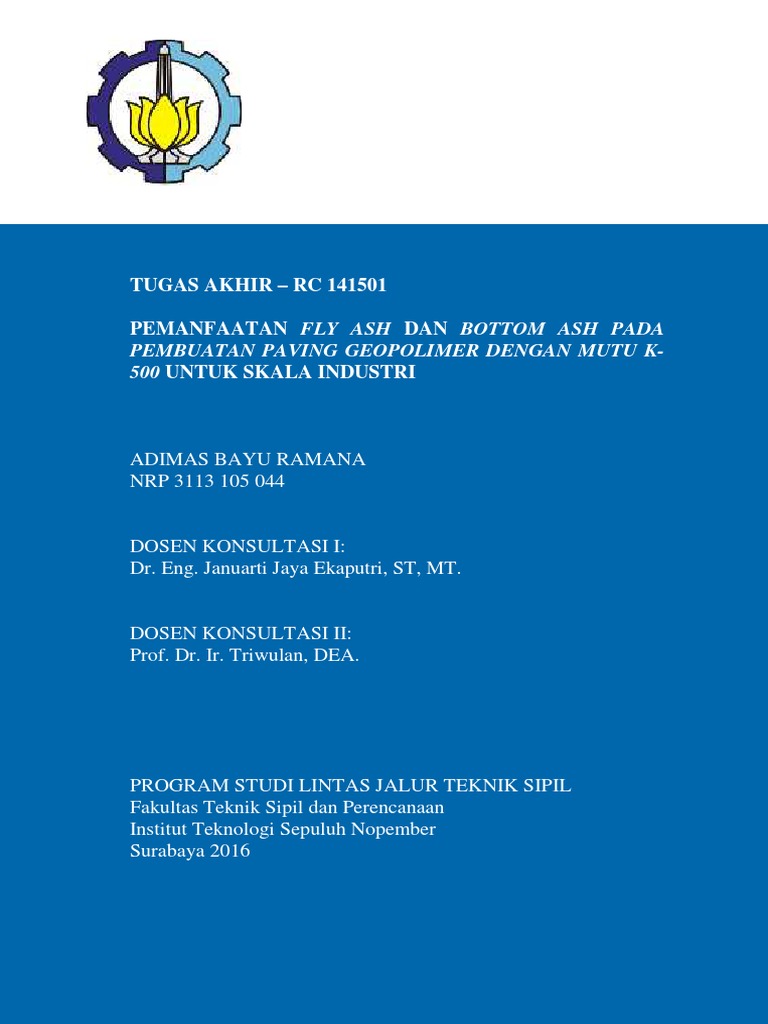 Tugas Akhir - RC 141501 Pemanfaatan Fly Ash Dan Bottom Ash Pada | PDF | Griya & Taman | Sains ...