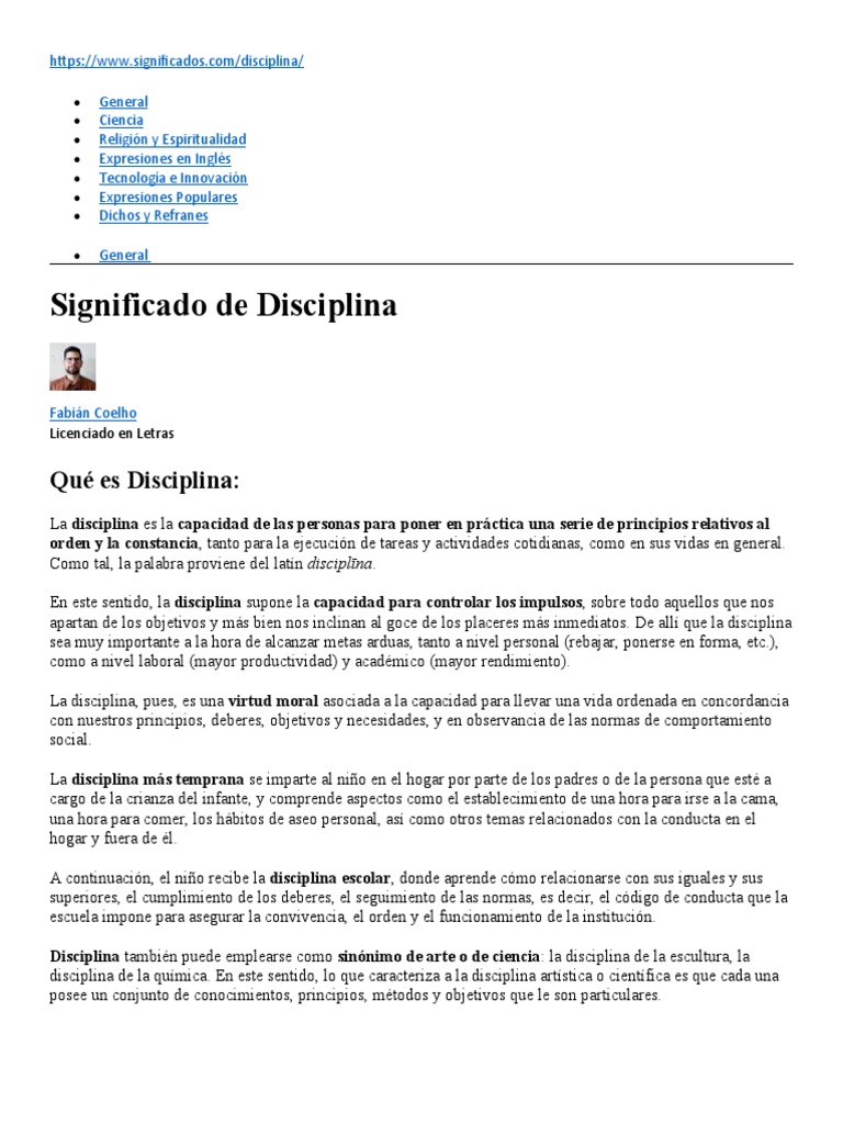 Significado y Tipos de Disciplina | PDF | Disciplinas | Comportamiento