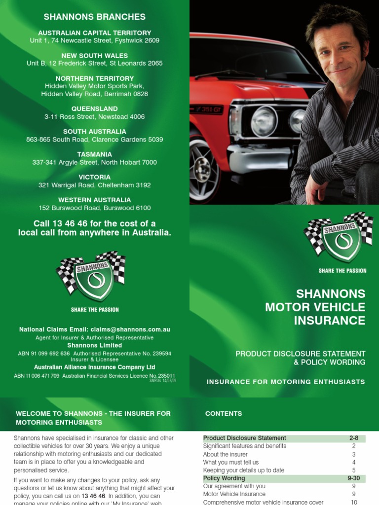 Shannons Branches: Shannons Motor Vehicle Insurance | PDF | Vehicle ...