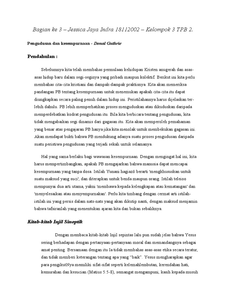 Presentasi Kekudusan Kesempurnaan | PDF