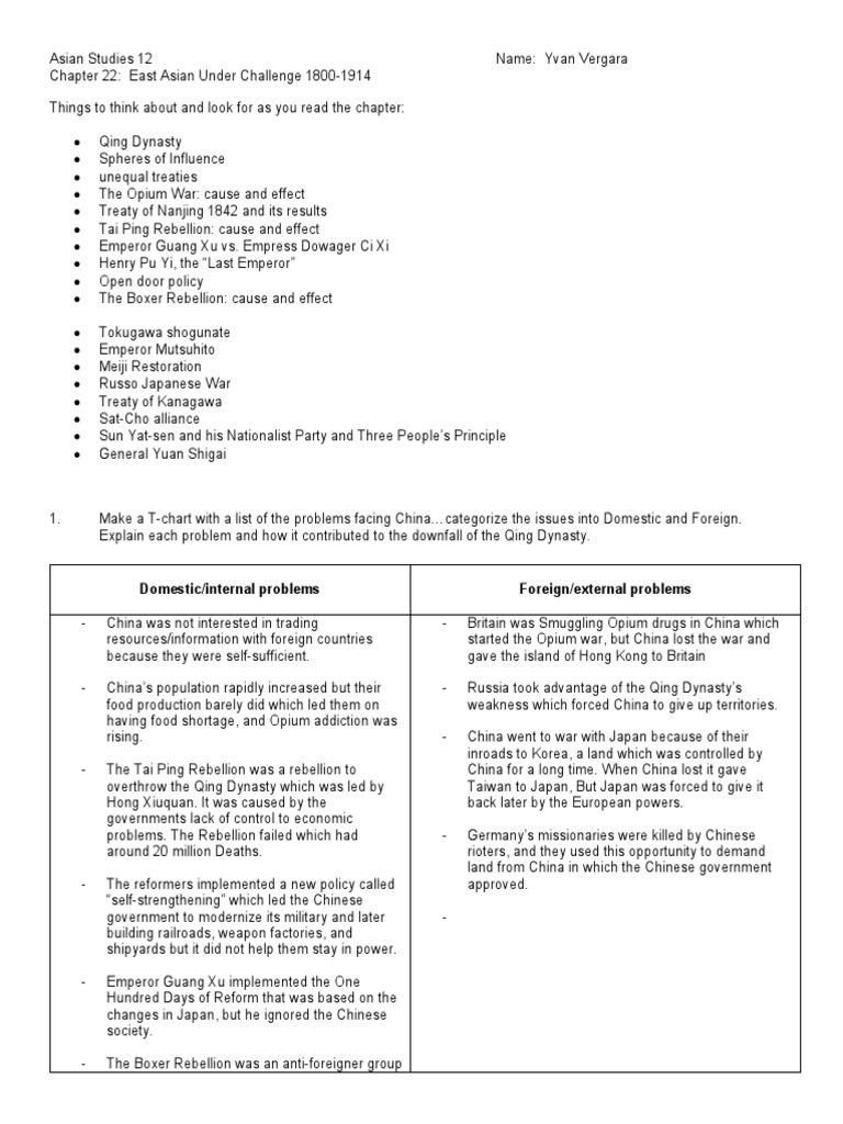 CH 22 e Asia Under Challenge Ho | PDF | Japan | Qing Dynasty