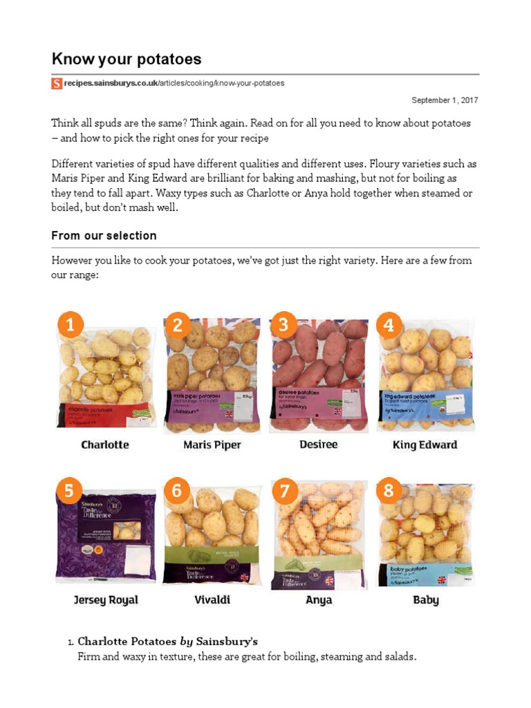 Know Your Potatoes: From Our Selection | PDF