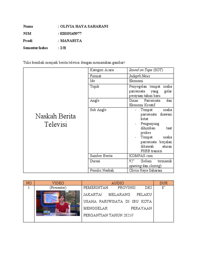 Contoh Naskah Berita TV | PDF