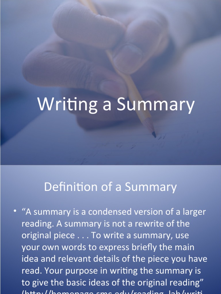 Writing A Summary | PDF | Paragraph | Essays