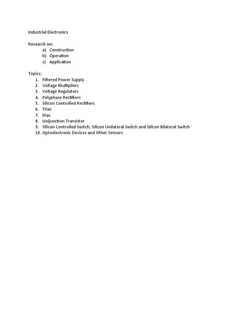 Industrial Electronics Overview | PDF