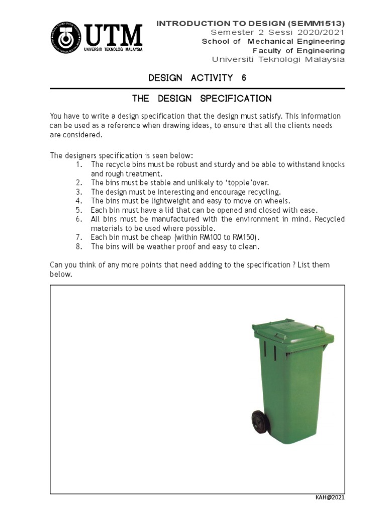 Design Activity 6 - Product Design Specification 2 | PDF | Business ...