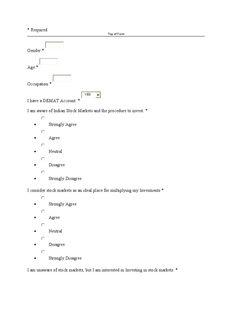 Stocks Questionnaire | PDF | Stock Market | Investing