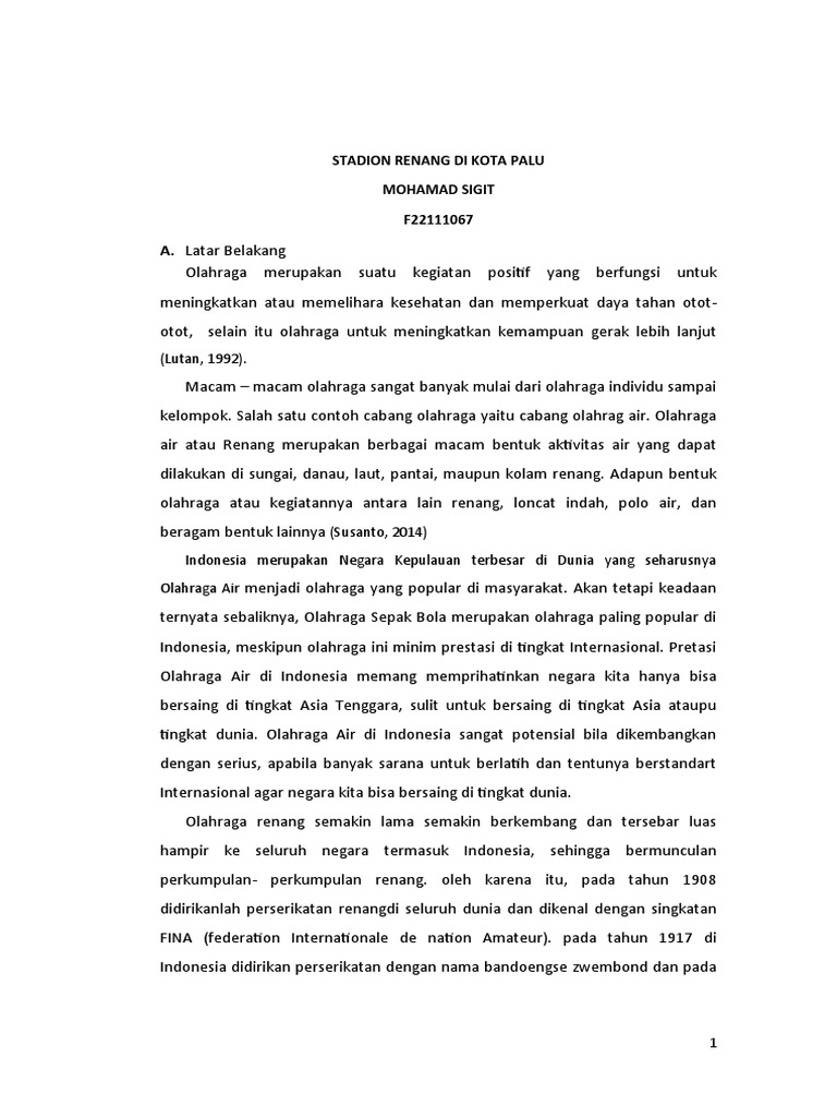 STADION RENANG DI KOTA PALU Laporan Perancangan | PDF | Perjalanan