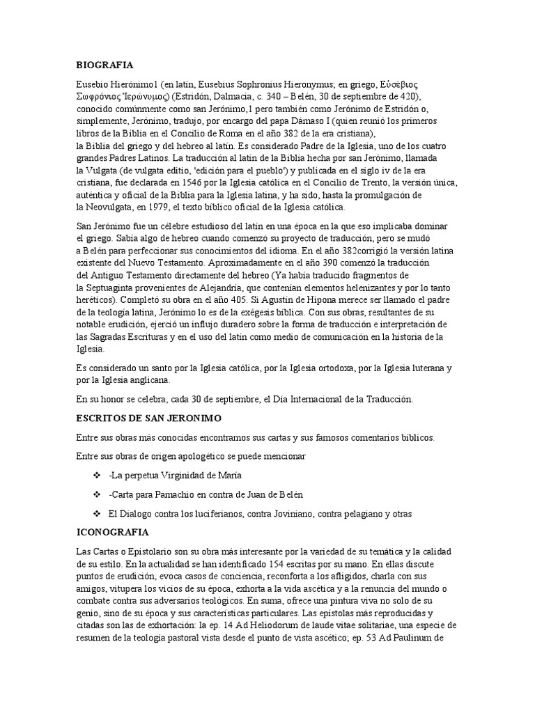 San Jeronimo | PDF | Jerome | Biblia