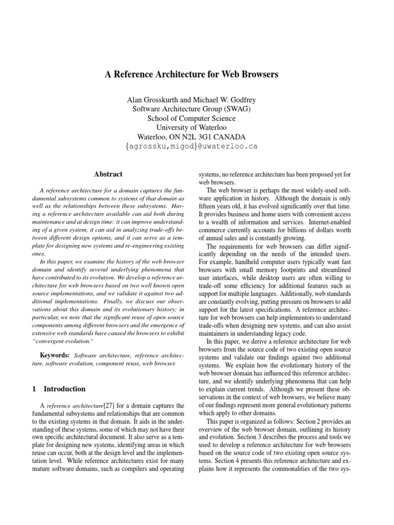 Reference Architecture for Web Browsers | PDF | World Wide Web ...