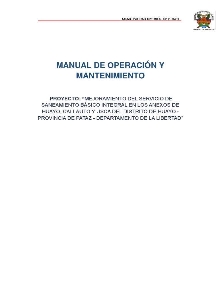 Manual de Operacion y Mantenimiento | PDF | Alcantarillado | Colector de aguas pluviales