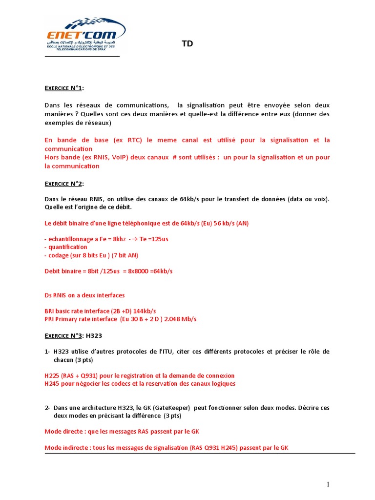 TD Chap1 Corrige | PDF | Téléconférence | Protocoles Internet