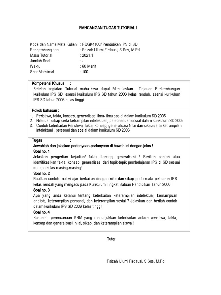 Tugas Tutorial 1 Pendidikan IPS | PDF