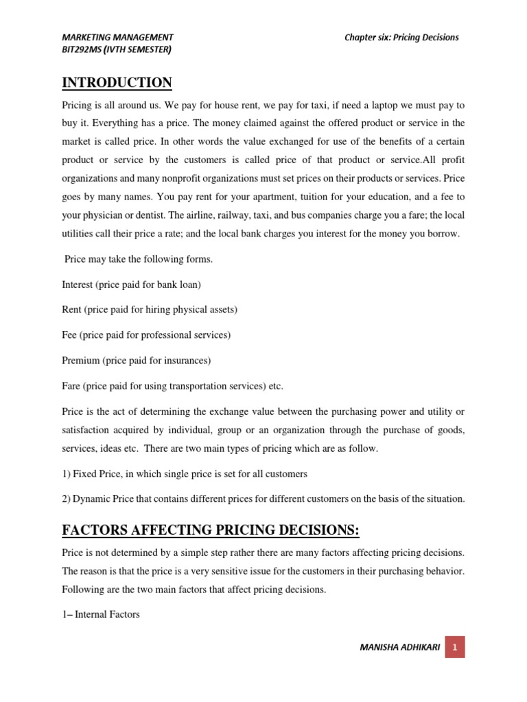 Marketing Chapter 6 Note | PDF | Discounts And Allowances | Pricing