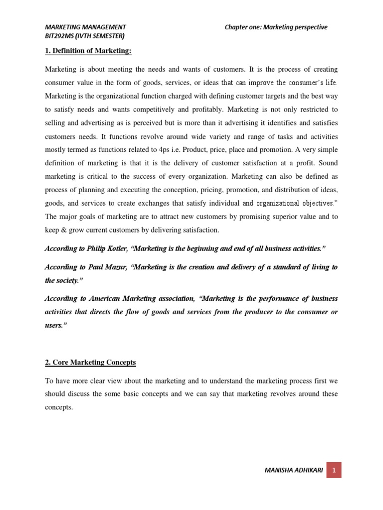 Marketing Management Overview and Concepts | PDF | Value (Economics ...