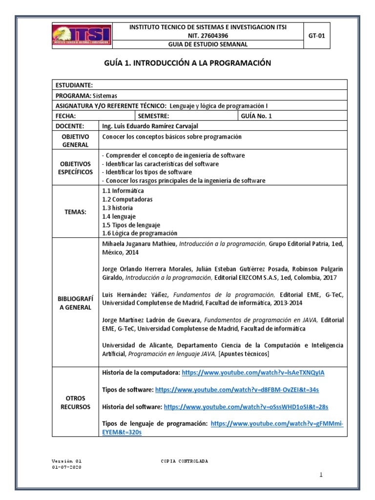 Programación I - Guía 1 - Introducción A La Programación | PDF ...
