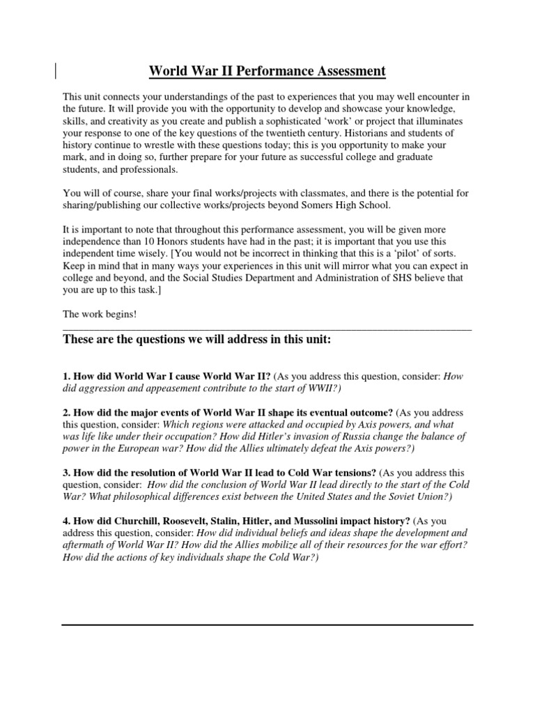 WWII Performance Assessment Guide | PDF | World War II | Cold War