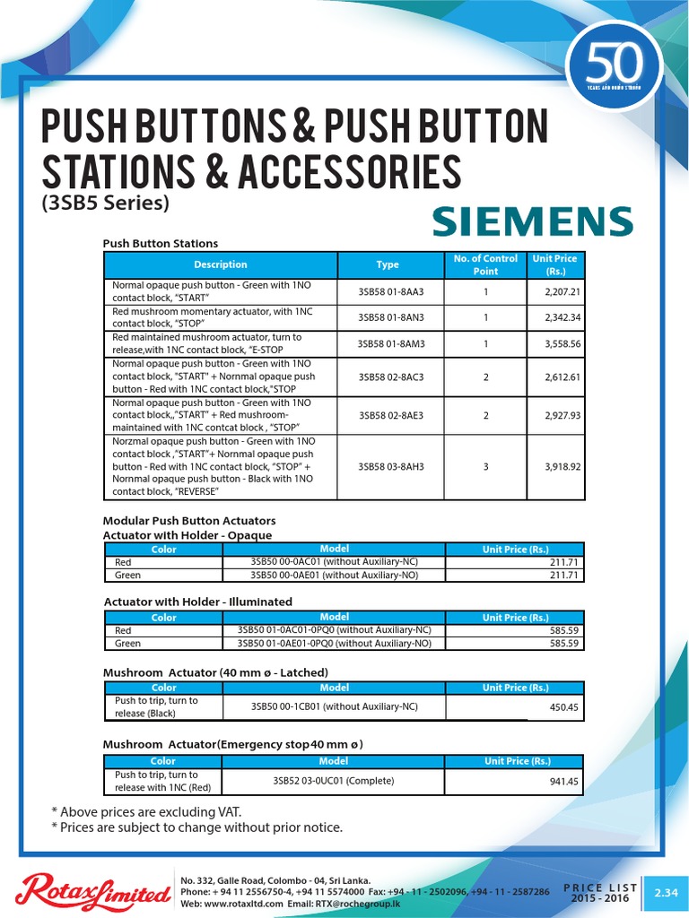 Push Buttons & Push Button Stations & Accessories: (3SB5 Series) | PDF ...