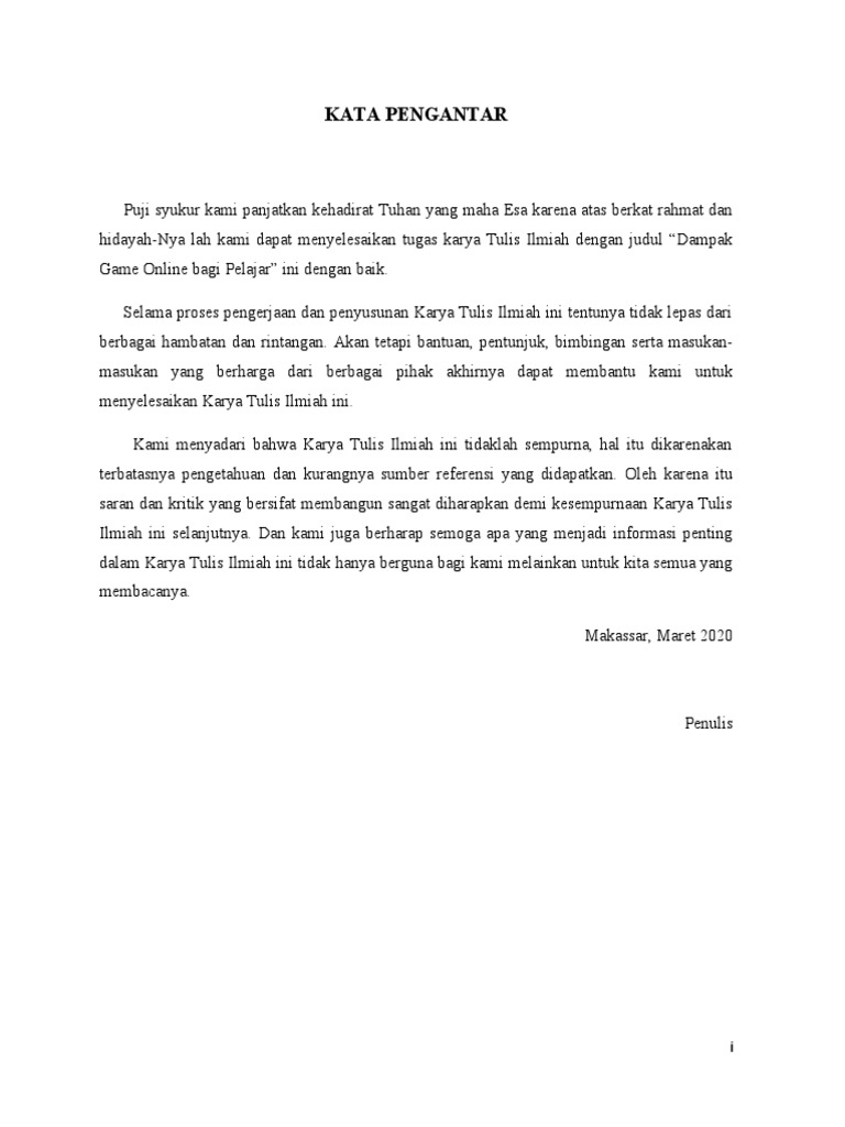 Kata Pengantar Kti Bindo | PDF