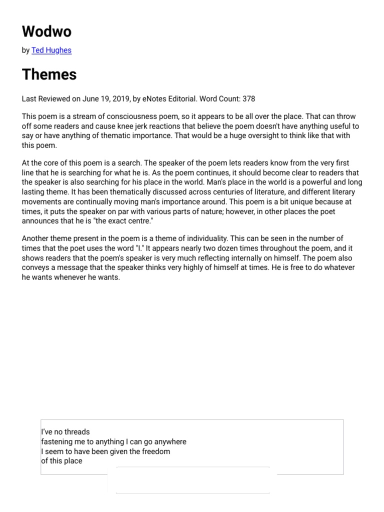 Wodwo Themes | PDF | Poetry